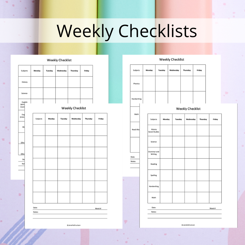 Weekly Checklists - Janelle Knutson